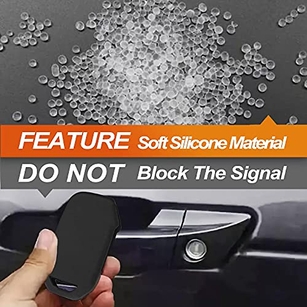 Silicone Key Fob Cover Fit for Toyota Corolla Highlander Prius C V RAV4 Sequoia Tacoma Tundra Yaris Scion Straight 3 Buttons Key Fob | Car Accessories | Remote Key Protection Case - Black & Black