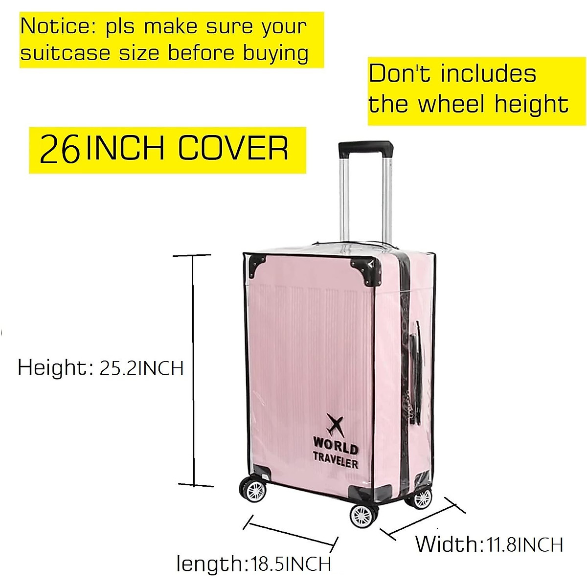 RF REENFAYA Suitcase Cover Luggage Protector Covers Clear Luggage Cover PVC Suitcase Luggage Cover Waterproof Luggage Case Thicken Suitcase Protector Cover (26inch)
