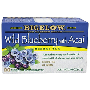 Bigelow Tea Wild Blue Berry Acai Bag 1.46 oz ct, Blueberry, 20 Count, (Pack of 1)