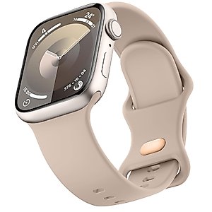 Sport Bands Compatible with Apple Watch Band 41mm 40mm 38mm, Silicone Waterproof Strap for Apple Watch SE2 SE Series 10 9 8 7 6 5 4 3 Women Men, Beige, 38/40/41/42mm(Series 10)