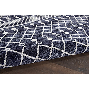 Nourison Royal Moroccan Farmhouse Navy/Grey 2'2" x 7'6" Area Rug, Easy Cleaning, Non Shedding, Bed Room, Living Room, Dining Room, Kitchen (2x8)