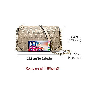 FOXER Leather Crossbody Bags for Women, Genuine Leather Ladies Fashion Shoulder Chain Bags Women's Small Messenger Bags Womens Casual Medium Crossbody Satchel Purses and Handbags (Gold)