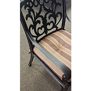 Mandalay Outdoor Patio 7pc Dining Table Dark Bronze Color Cast Aluminum (Walnut)