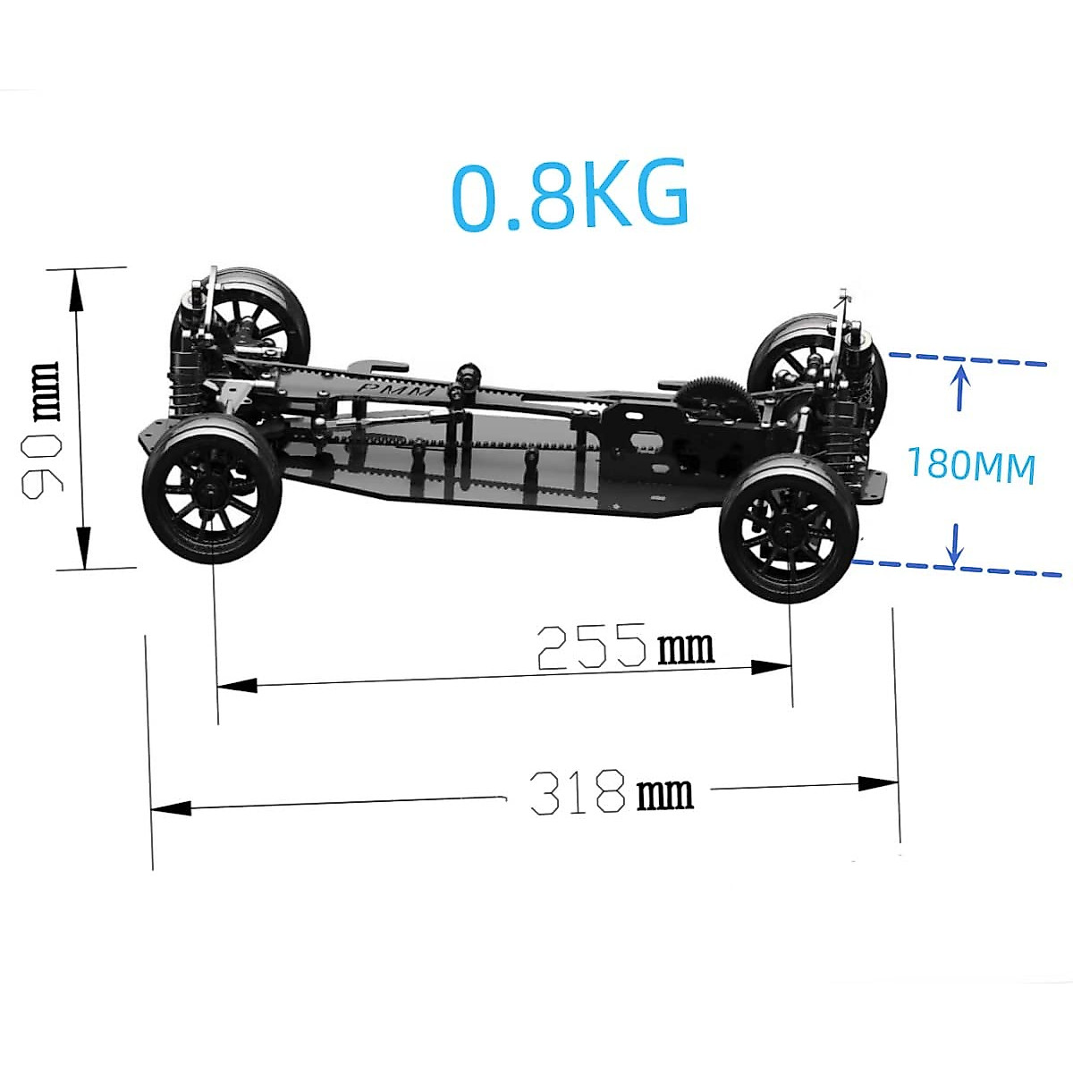 x Hobbywdiy X416 RC DIY 1/10 Alloy and Carbon D4 AWD EP Drift Racing Car Body Frame Kit Electric Touring Car Chassis Frame