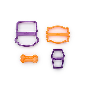 Fox Run Nesting Halloween Cookie Cutters, Set of 4, Frankenstein, Spider, Coffin, and Bone