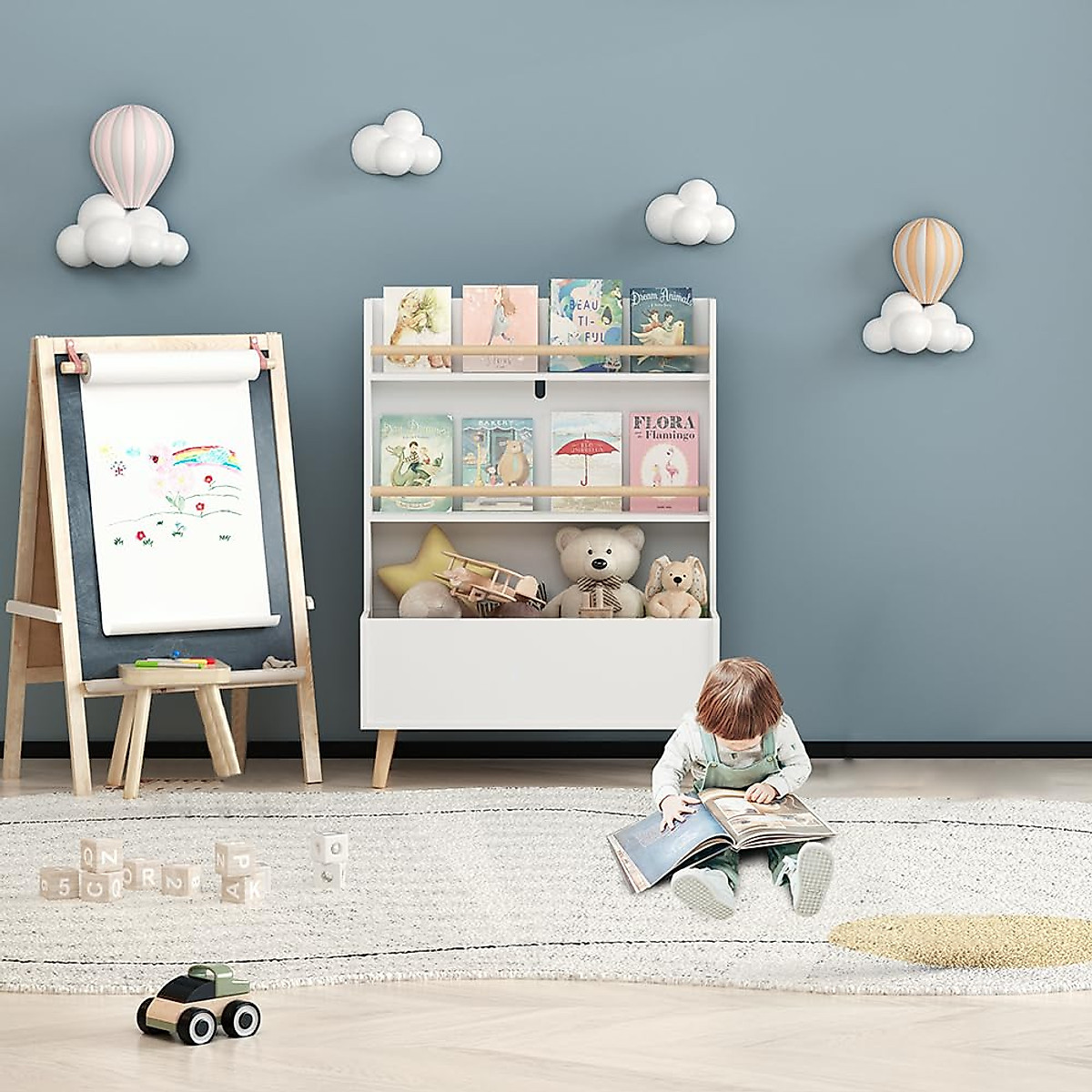 Kids Toy Storage Organizer, Kids Bookshelf, 3 Tier Children Bookcase and Bookshelf, Modern Open Storage Display Cabinet, Freestanding Display Storage Bookshelf for Children, Friends, Family, White