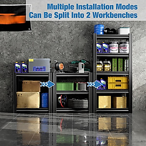 NICOMOW 72.1" H Garage Storage Shelves Heavy Duty Shelving Units and Storage Loads 2200LBS,Utility Shelf Rack, Industrial Shelving for Garage,Warehouse,Workshop,Pantry Basement,Repair(Black)