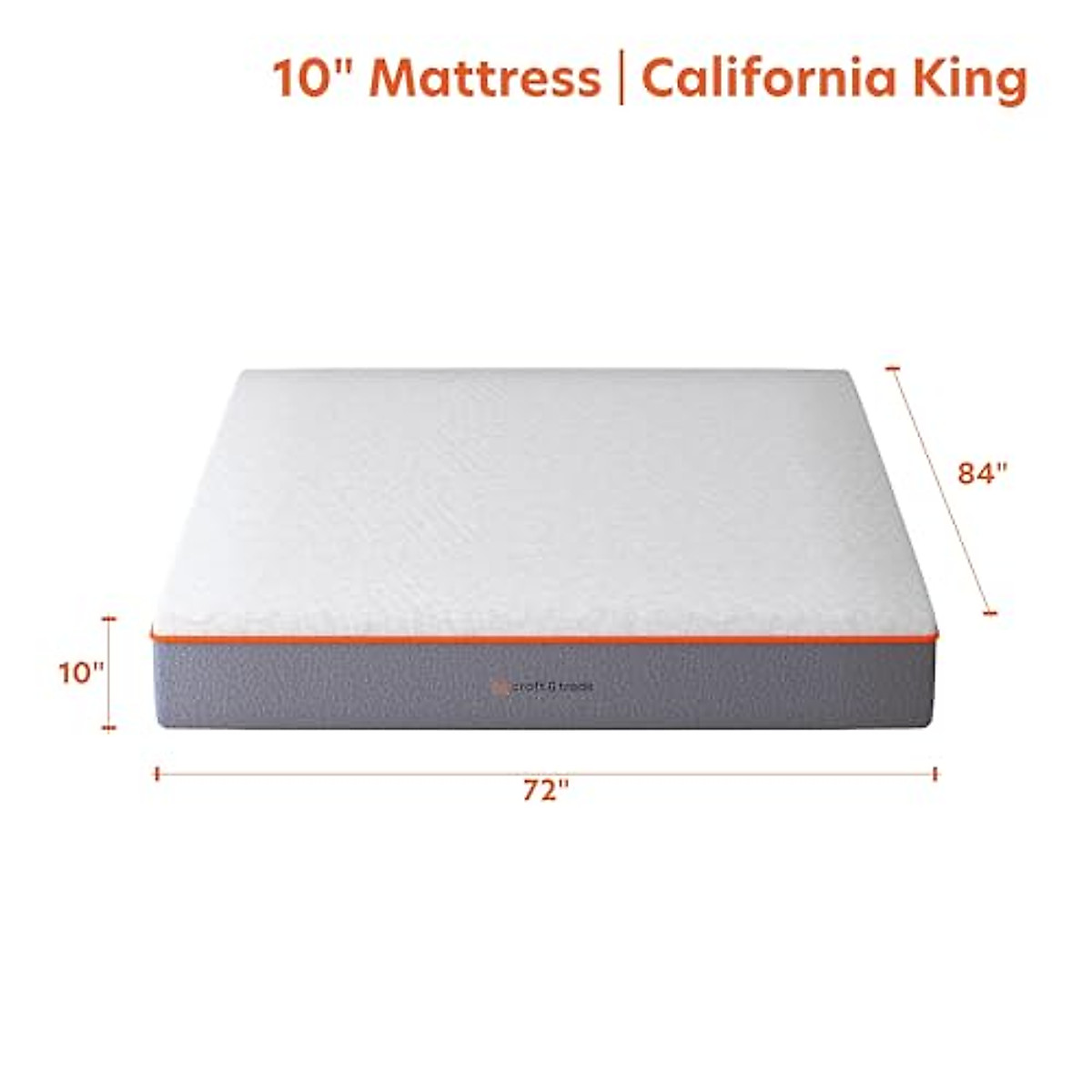 Craft & Trade Artistry 10 inch CopperGel Cooling Memory Foam Mattress / CertiPUR-US Certified / Bed-in-a-Box, California King, 100 Night Trial