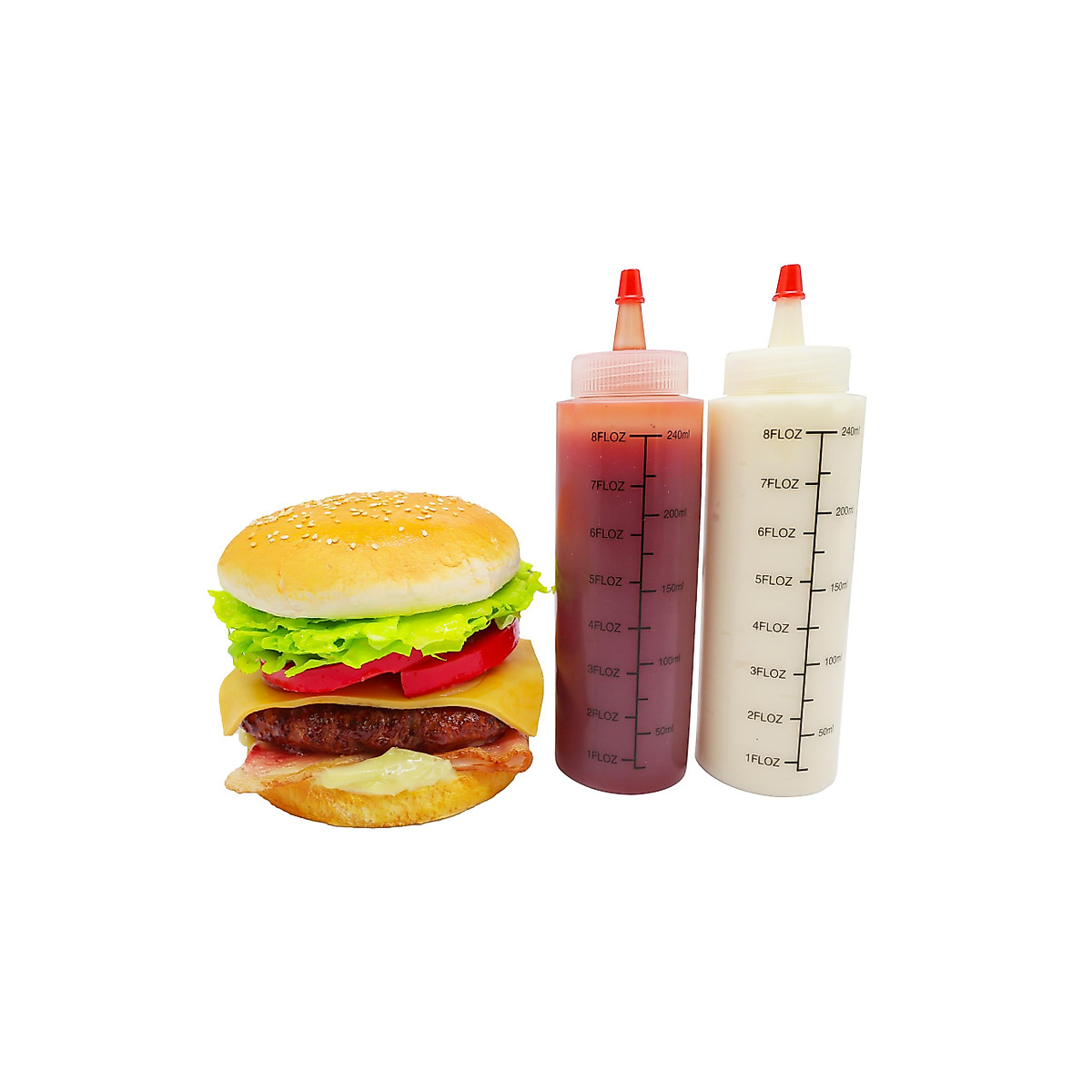 HuoHuo Squeeze Bottle 3Pcs 8 Oz Premium Food Grade Plastic Bottles w/Yorker Tips (3Pcs) Plastic Squeeze Bottles For Sauces Empty Refillable Bottles for Arts, Crafts & Kitchen