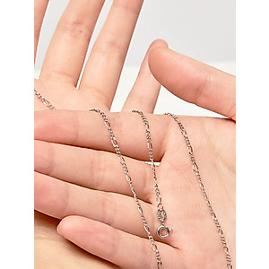 SILBERTALE 1.5mm Thin 925 Sterling Silver Italian Figaro Chain Necklace 14 inch