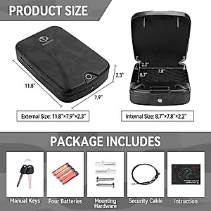 WINCENT Portable Gun Safe Quick Access Gun Safes for Pistols - Biometric Pistol Secure Safe Lock Box with Auto Open Lid & Fingerprints & Key for Car Travel Home - Black Camo