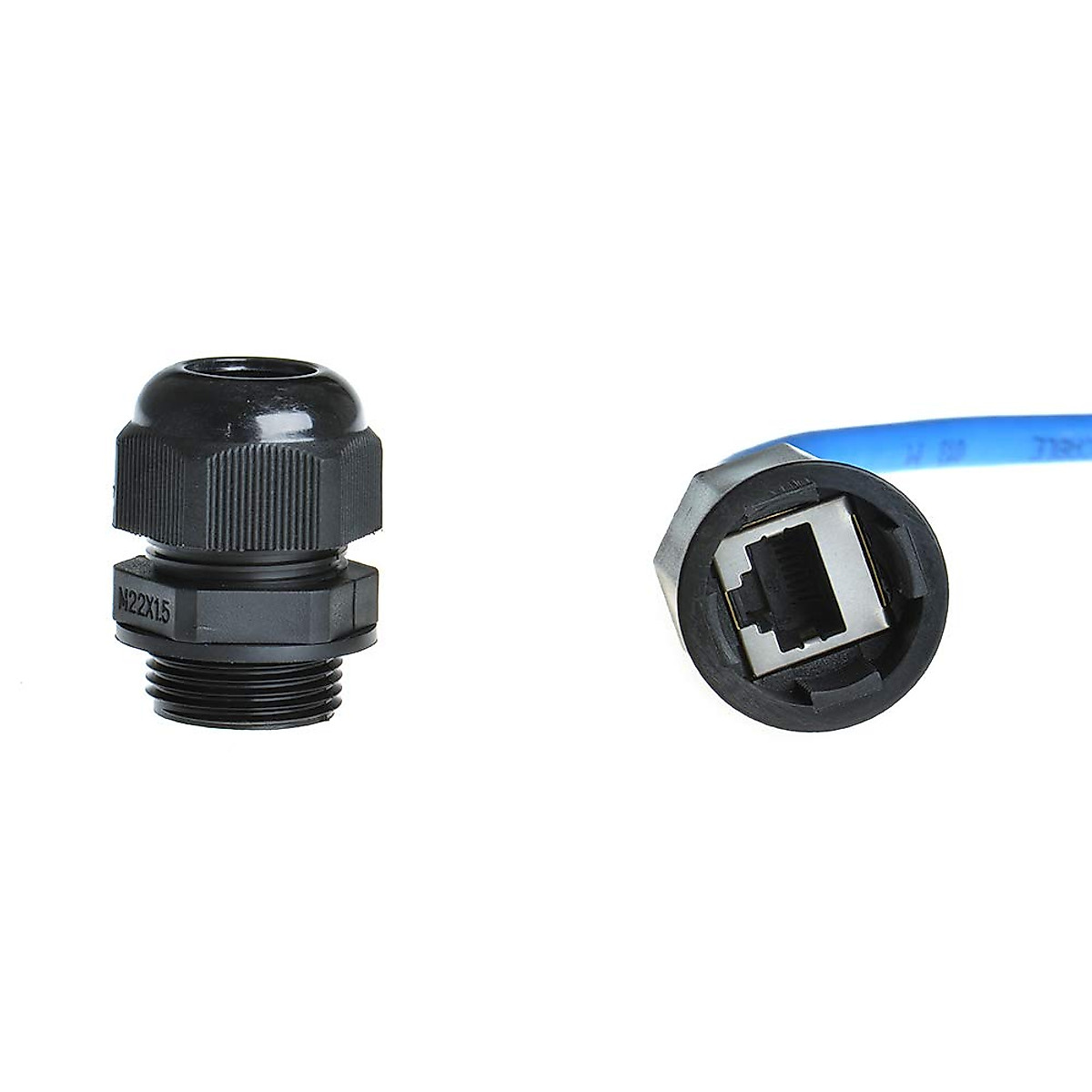 ANMBEST 2PCS M20 RJ45 Waterproof Cat5/5e/6 8P8C Connector IP67 Ethernet LAN Cable Connector Double Head with Shield Cat6 Network Cable Outdoor LAN Coupler Adapter Male to Female