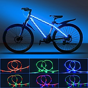 DANCRA Bike Lights LED Bicycle Frame Light for Night Riding, 2.62ft×2 Waterproof Strip Light Battery Powered with RGB Color, Bright Decoration Lights for Scooter,Trike,Bike Lighting Accessories