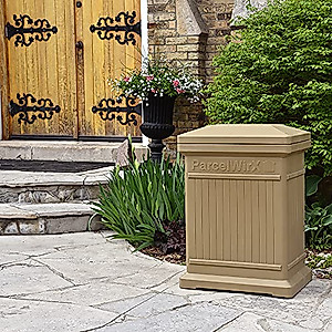 RTS Home Accents ParcelWirx Premium Vertical Storage Cabinet/Package Delivery Box with Lift Off Lid, Oak