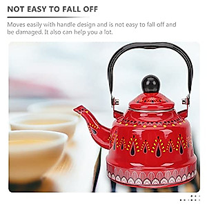 LUOZZY Enamel Tea Pot Thicken Tea Kettle Vintage Water Coffee Tea Kettle Pot for Stovetop - 1.7L Red