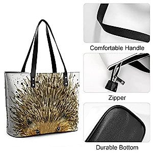 Womens Handbag Hedgehog Leather Tote Bag Top Handle Satchel Bags For Lady