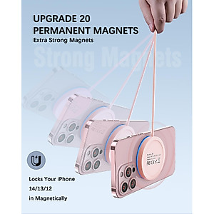Magnetic Wireless Charger Fast Apple Mag-Safe Charger for iPhone 15 Pro Max/15 Pro/15/15 Plus/14/13/12 Series AirPods 3/2/Pro/Pro 2 LED Magnet Charging Pad with Dual Charging Ports Pink