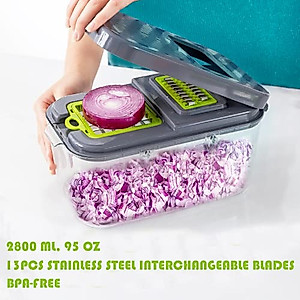 Chopper Vegetable Cutter 22-in-1, Mandoline Slicer with 13 Blades, with Container | Cutter | Egg Slicer | Cheese Grater | Veggie Dicer | Onion Mincer Chopper