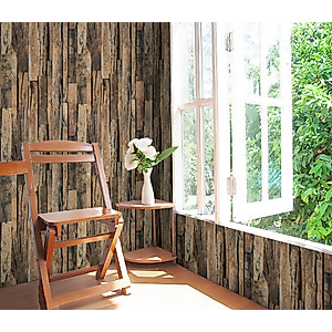 CiCiwind Peel and Stick Wallpaper Brown Wood Contact Paper Removable Self Adhesive Wallpaper Shiplap Vintage Wood Grain Wallpaper for Bedroom Bathroom Kitchen Cabinet 17.7" X 78.7"