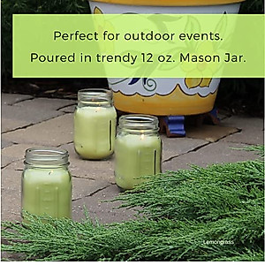 Mosquito Naturals Lemongrass Candles with Essential Oils (Set of 3) for Patio, Deck, Outdoor or Indoor Use - 88 Hour Burn - All Natural, Soy Base - Mason Jar with Lid, Made in USA (Lemongrass)