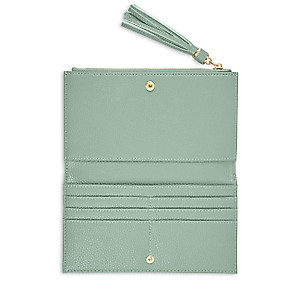 KATIE LOXTON Sophia Tassel Womens Small Vegan Leather Fold-out Purse Wallet Mint Green
