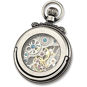 Charles-Hubert, Paris 3869-S Classic Collection Antiqued Finish Open Face Mechanical Pocket Watch