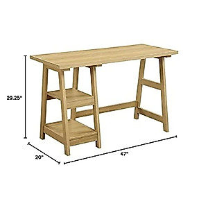 Convenience Concepts Designs2Go Trestle Desk with Shelves, Light Oak