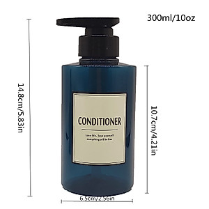 300ml Travel Shampoo Bottles Refillable,Empty Pump Plastic Dispensers 10 oz Shower Containers for Shampoo Conditioner Body Wash (Blue,1 Set)
