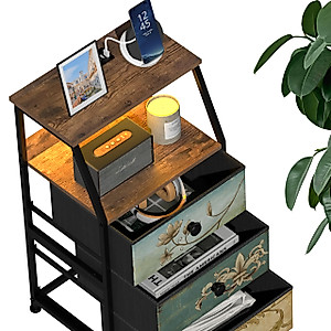 Tohomeor Dresser with Fabric Drawers Nightstand with 2 Tier Shelf Storage Tower for Bedroom Hallway Entryway Closet Organizer Sofa Beside Table Furniture (Multi, 3 Drawers)