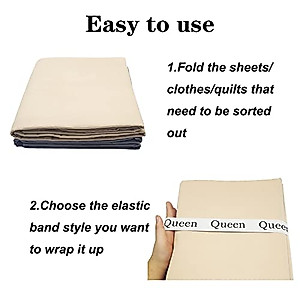 Maletnd 8 Pieces Bed Sheet Organizer Bands, King Queen Twin Full Closet Organization Sheet Straps,Elastic Bed Sheet Storage Sheet Keepers, Linen Labels Bedding Bands