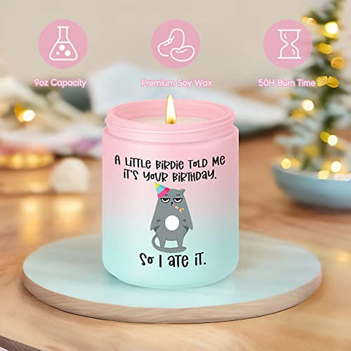 GSPY Scented Candle - Birthday Gifts, Cat Birthday Gifts for Women, Men, Mom, Dad, Best Friend, Daughter, Niece, Sister, Son - 30th 40th 50th 60th 70th 80th Birthday Candle Gifts for Cat Lovers
