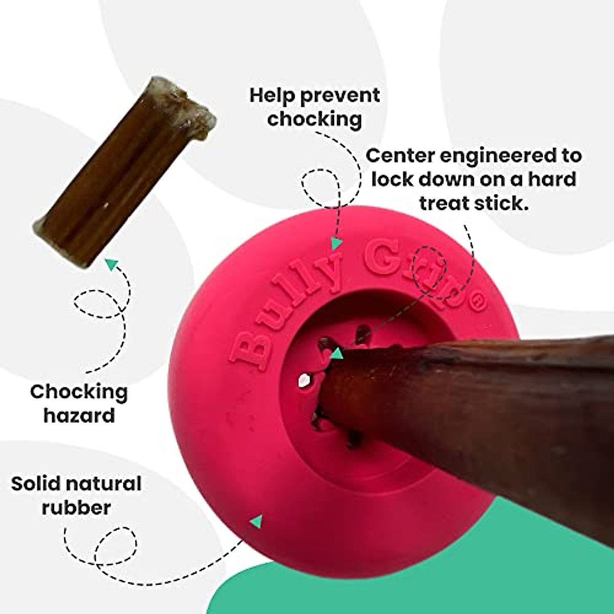 Bully Stick Holder for Dogs - Size Small Interactive Dog Toy, Dog Treat Holder, Slow Feeder, Treat Dispenser, Chew Toy and Dog Safety Device