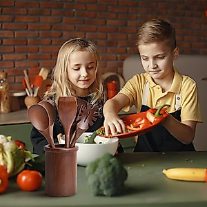 Wooden Cooking Spoons Set, 14 Inch Walnut Wood Spoon for Mixing Salad Soup Stirring, Nonstick Cookware Serving Scoop Kitchen Cooking Utensil Long Handle Comfortable Grip and Smooth Finish (2 Pieces)