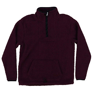Victoria's Secret Pink Sweatshirt Sherpa Quarter Zip Pullover (XL, Burgundy)