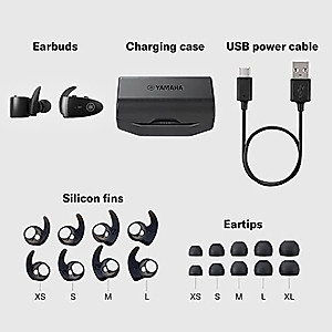 YAMAHA TW-ES5A True Wireless Sport Earbuds with Bluetooth 5.2, IPX7 Waterproof, Secure Fit, Premium Sound, Qualcomm CVC Clear Voice Capture, Listening Care and Ambient Sound (White)