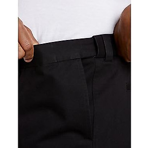 DXL Men's Big and Tall Big + Tall Essentials by DXL Men's Big and Tall Flat-Front Twill Pants, Black, 50W X 30L