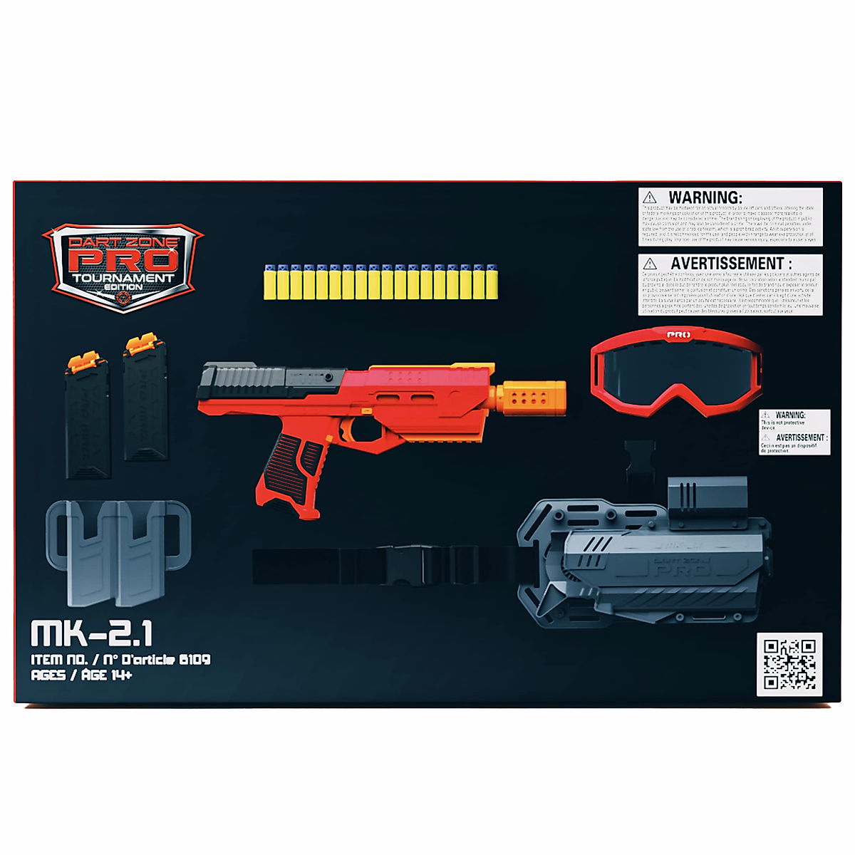 DART ZONE Pro-Series MK-2.1 Foam Dart Blaster – 150 FPS Foam Dart Gun for Adults – Soft Bullet Toy Gun for Ages 14+ – 18 Half Length Darts, 3 Mags, Eyewear, Holsters – Toy Pistol Blaster, 125 ft Range