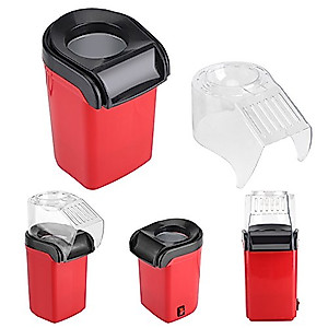 Asixx Electric Popcorn Maker, 1200W Mini Electric Popcorn Maker Hot Air Popcorn Maker Home Use Automatic Popcorn Machine 220V EU Plug, Red