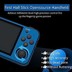 RG353M Handheld Game Console Aluminum Alloy CNC Support Dual OS Android 11+ Linux, 5G WiFi 4.2 Bluetooth 3.5 Inch IPS Multi-Touch Screen 64G TF Card 4420+ Classic Games(RG353M-Blue)
