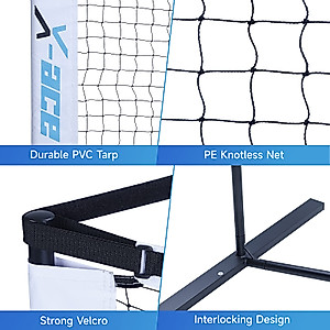 X-ACE 匹克球网套装 22 英尺(黑色和白色套装)X-ACE Regulation Pickleball Set with Net | 4 Paddles | 4 Outdoor Pickleball Balls - Portable 22FT Pickleball Net System All in One Pickle-Ball Equipment Carry Bag (NET SET)