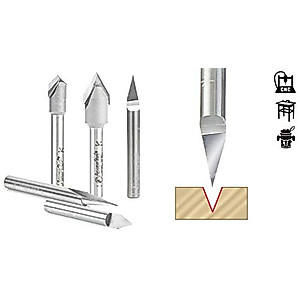 Amana Tool - AMS-159 5-Pc Solid Carbide & Carbide Tipped 18, 30, 45, 60 & 90° V-G