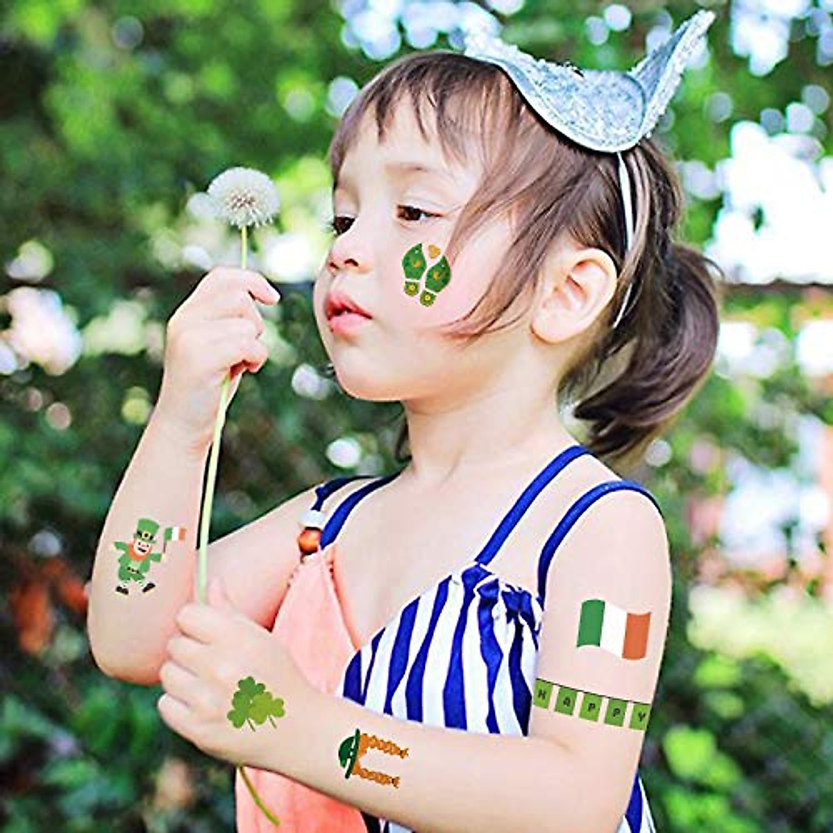 Gnome Tattoos St.Patricks Day Shamrock Temporary Tattoos Stickers 150PCS Waterproof Clover Gnome Fake Tattoos for Kids Adults St.Patrick's Day Body Art Face Neck Decorative Temp Tattoo Stickers Kit