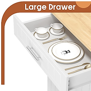 JY QAQA 42" Kitchen Island on Wheels with Storage Cabinet Kitchen Cart Cabinet with Shelves, Cart Handle for Towel Rack or Free Mobility, Portable Islands for Kitchen