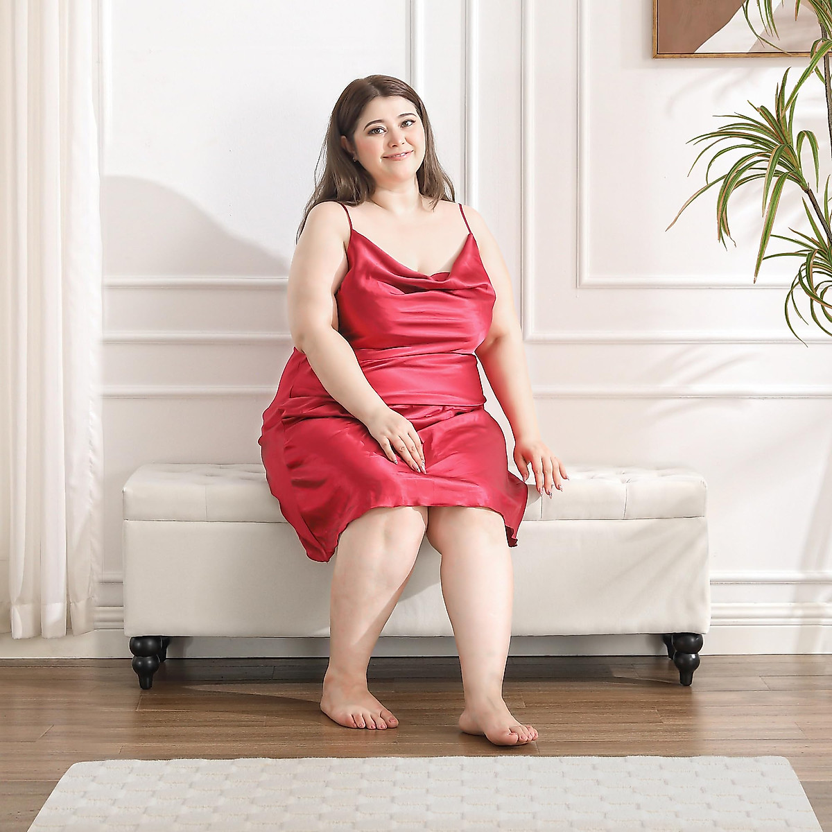 Busaurus Storage Ottoman Bench 50.2 Inches, Upholstered End of Bed Ottoman Bench with Storage and Seating, Large Blanket Storage Bench for Foot Rest in Bedroom, Living Room, Entryway (Ivory)