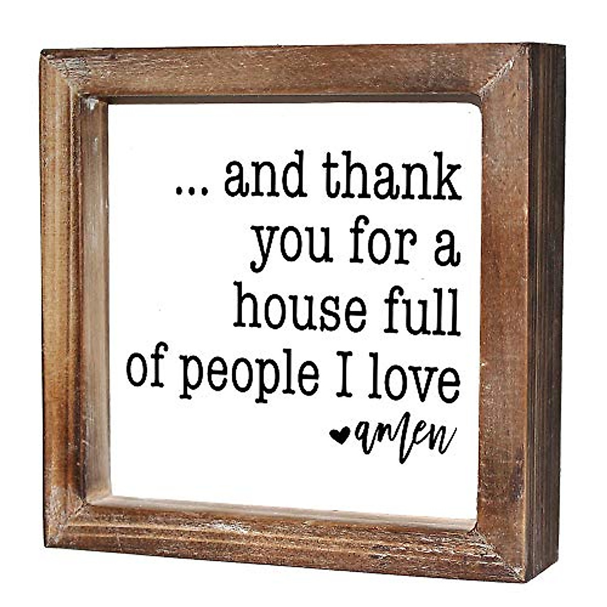 MACVAD Rustic Torched Wood Small Box Sign for Home Decor,Freestanding Thank You Sign for Kitchen,Square Wood Block Sign Table Decor,6" x 6" x 1.57"