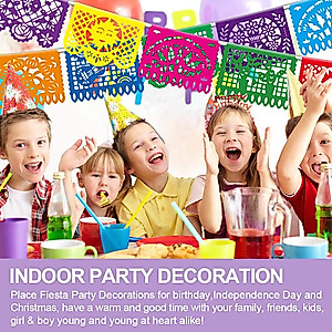 Asoulin 6 PCS 90 Ft Fiesta Party Decorations Mexican Party Banners, Cinco De Mayo Mexico Decor Easter Banner, Plastic Papel Picado, Dia De Los Muertos, Day of The Dead Decor, 12 Patterns/90 Feet Total