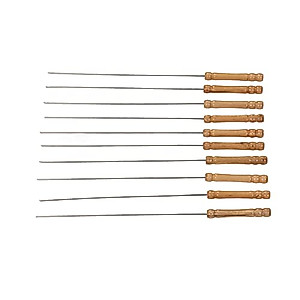RvSky Garden kit 10pcs Barbecue Skewers Wooden Handle Stainless Steel BBQ Kabob Sticks for Outdoor Barbecue 11.8in