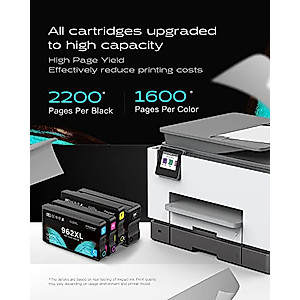 【Larger Capacity】 962XL High-Yield Ink Cartridge Combo Pack, Replacement for HP 962 962 XL Ink Cartridges, for OfficeJet Pro 9010 Series 9018 9012 9020 9015 9025 9022 9026 9027 (1BK/1C/1M/1Y, 4P)