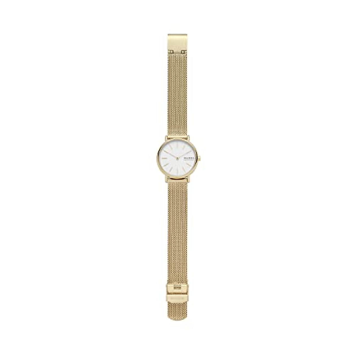 Skagen Women's Signatur Quartz Analog Stainless Steel and Stainless Steel Mesh Watch, Color: Gold / White (Model: SKW2693)