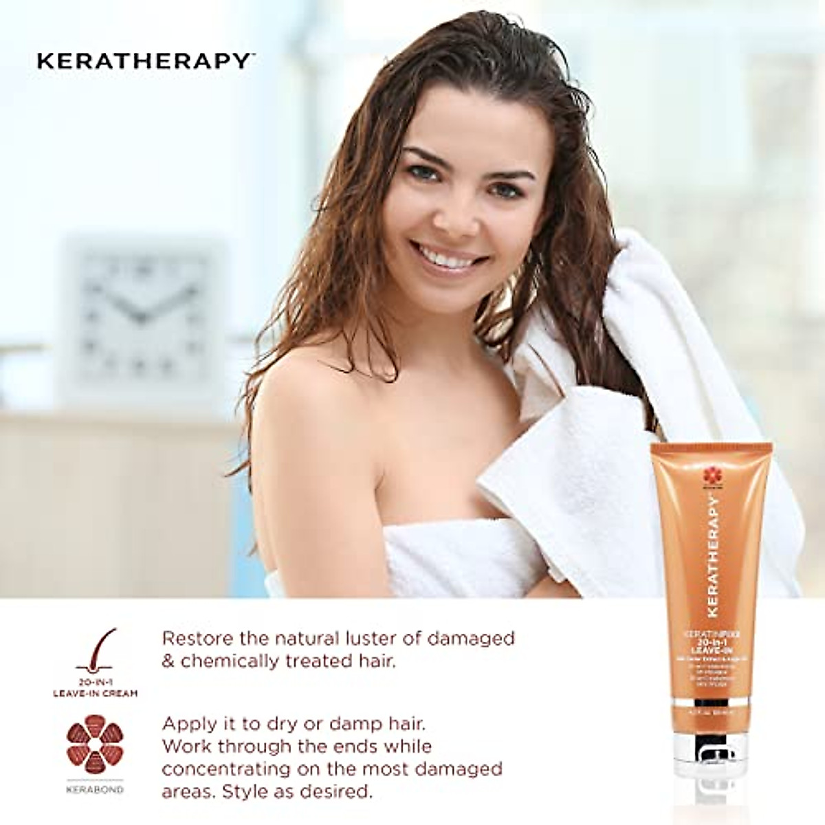 KERATHERAPY Keratin Infusion Repair Conditioner, 10.1 fl. oz., 300 ml - Repairs Dry, Damaged or Frizzy Hair with Caviar Extract, Argan Oil & Kerabond